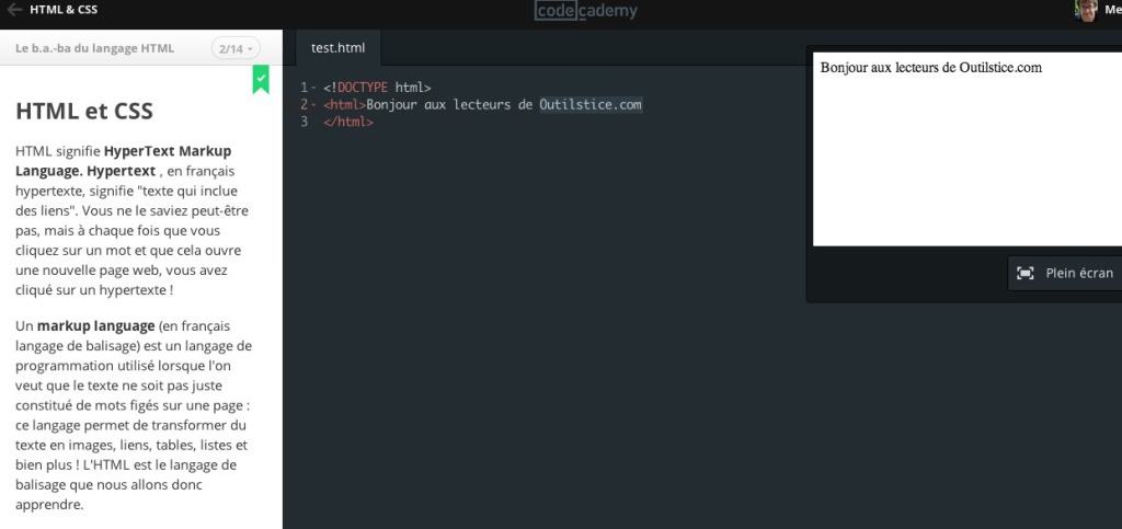 Codecademy. Cours en ligne de pour apprendre le code informatique.