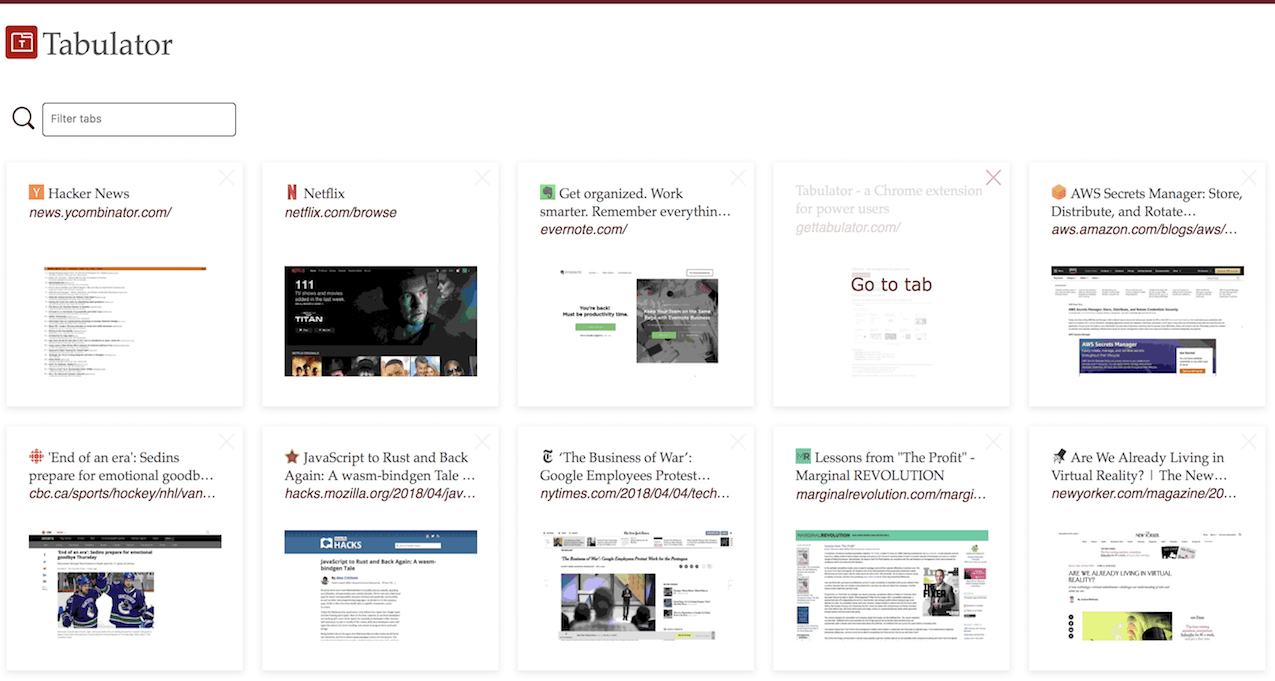 Tabulator. Manage your Chrome browser tabs – Tice Tools