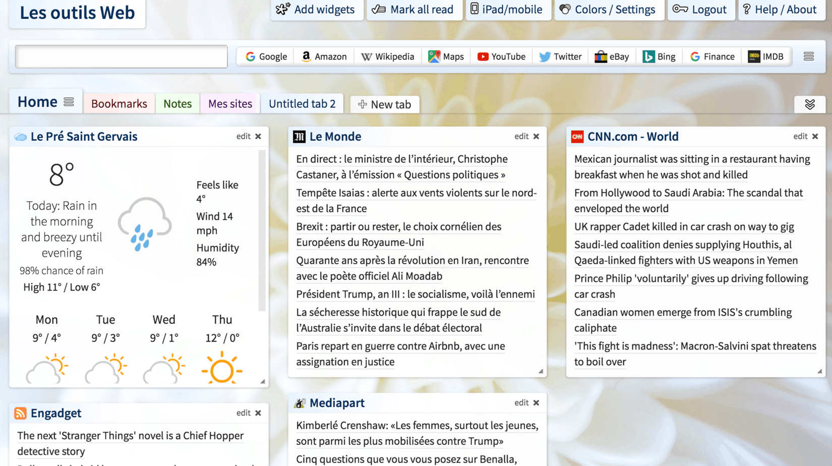 Protopage. Content start and curation page for the class - Tice Tools