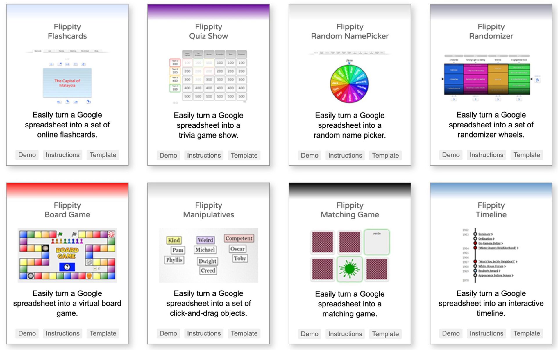 25 games and activities for the class from a Google spreadsheet