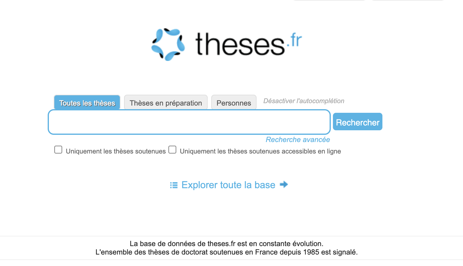 Un puissant moteur de recherche des thèses de doctorat françaises