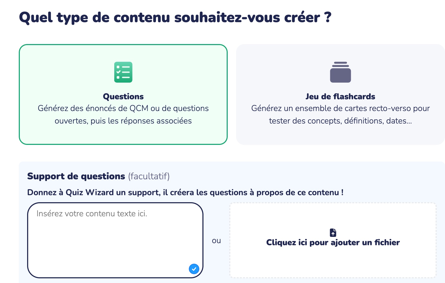 Quiz Wizard. An AI tool to create quizzes and flashcards in seconds